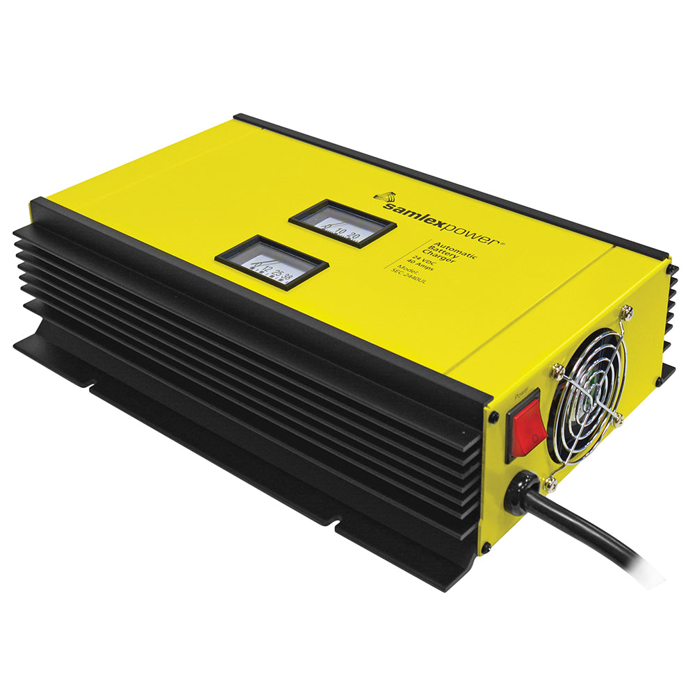 Samlex 40A Battery Charger 24V 2Bank 3Stage wDip Switch Lugs Includes ...